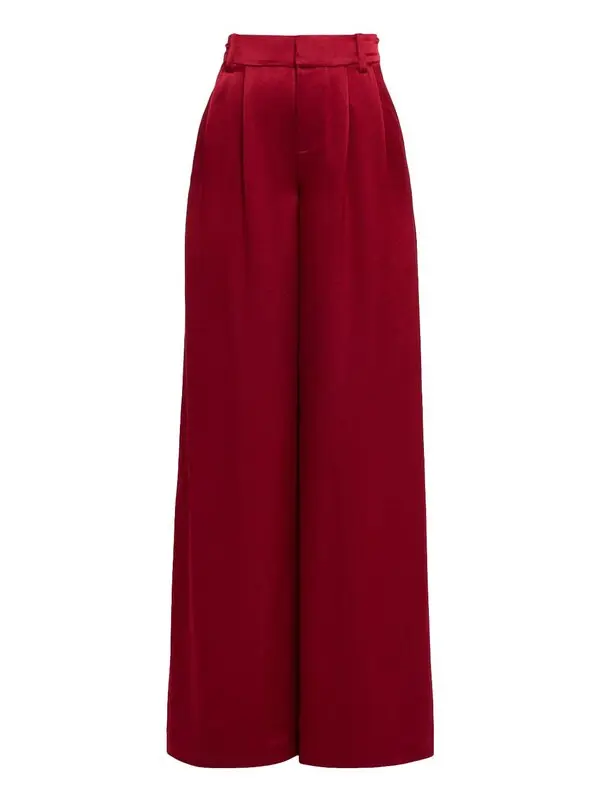 Alice + Olivia Kennedy Pleated Satin Trousers - Oxblood