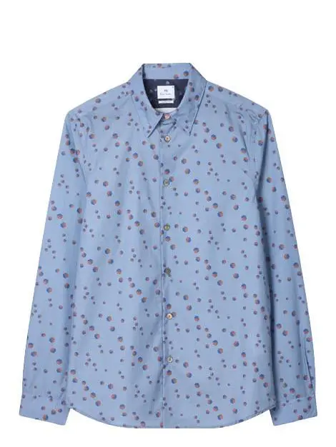 Paul Smith Tailored-fit Light 'dice' Print Shirt - Blue
