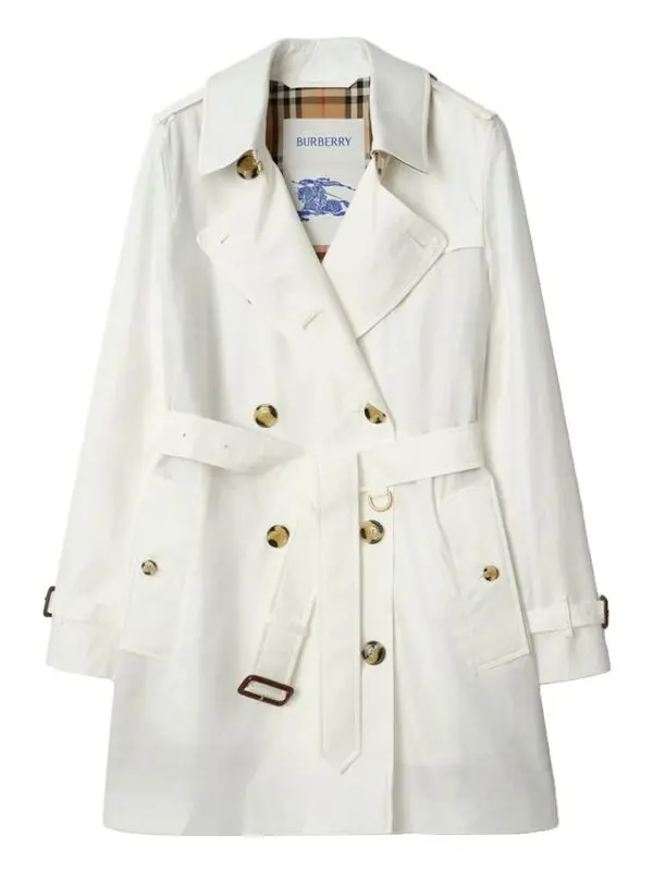 Burberry The Kensington Tropical Gabardine Trench Coat - Cotton White