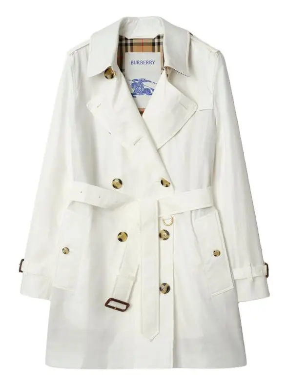 Burberry The Kensington Tropical Gabardine Trench Coat - Cotton White