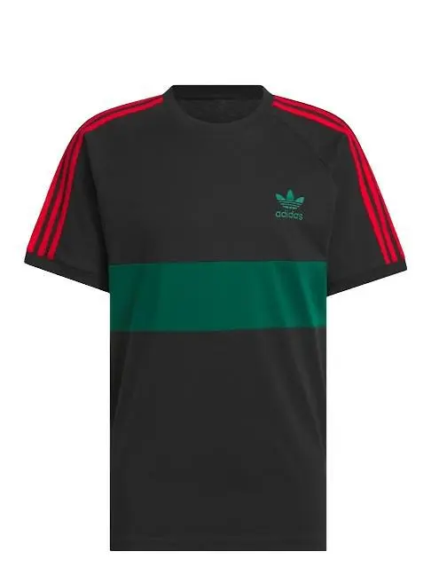 Adidas 3stripes Panel Tee Shirt - Black Collegiate Green