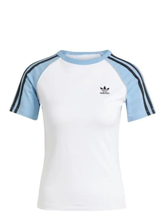 Adidas Adicolor Three Stripes Raglan Slim T-shirt - White/ash Blue