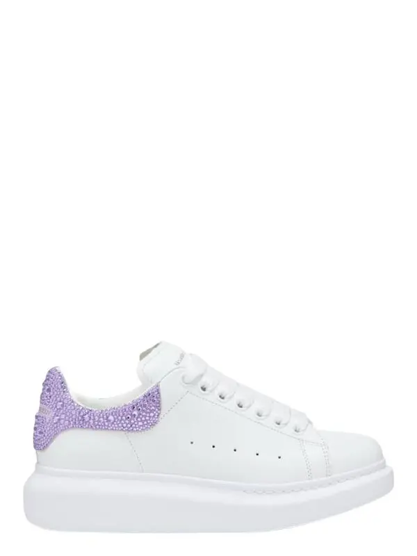 Alexander McQueen Oversized Crystal Embellished Sneakers - White/lilla