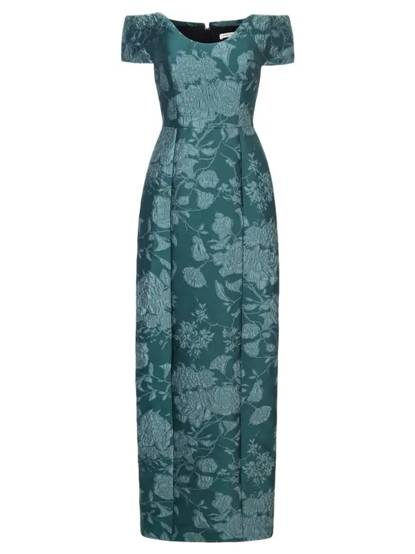 EMILIA WICKSTEAD Aislinn Gown In Dark Graphic Floral Jacquard - Green