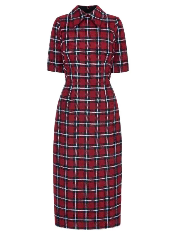 EMILIA WICKSTEAD Valletta Merino Wool Tartan Dress - Blue