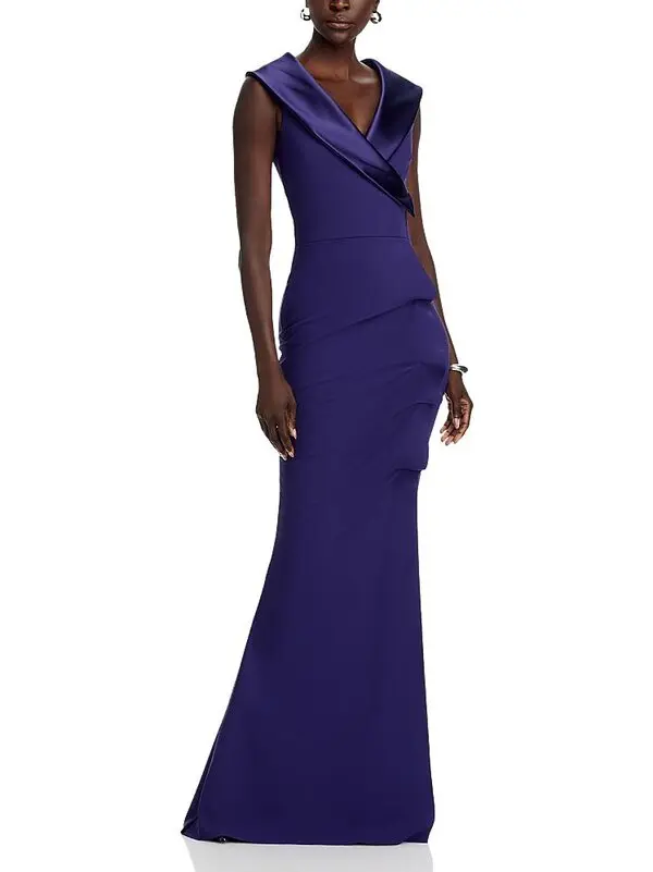 Chiara Boni La Petite Robe Satin Collar Gown - Ink