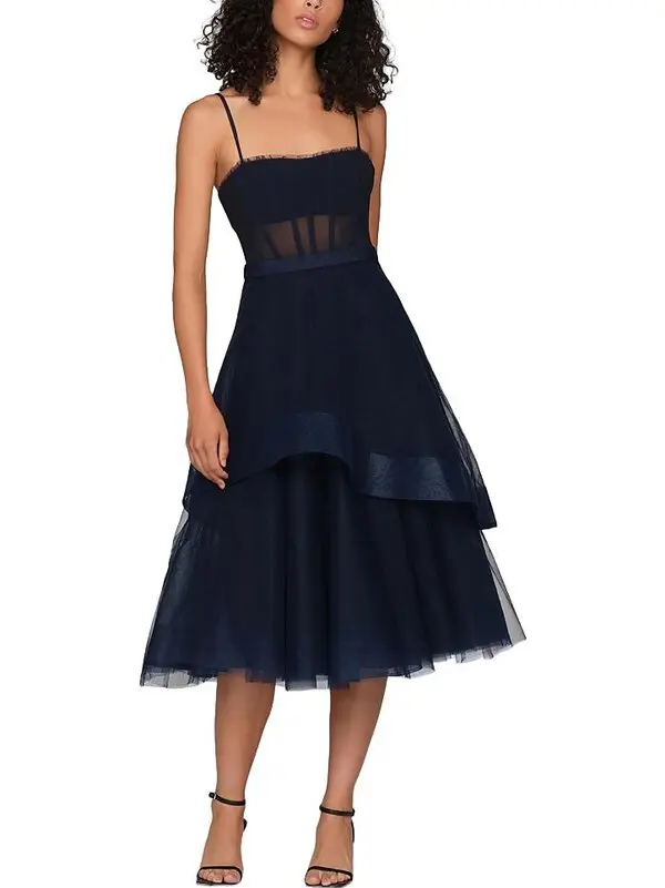 Bcbgmaxazria Corset Midi Dress - Dark Navy