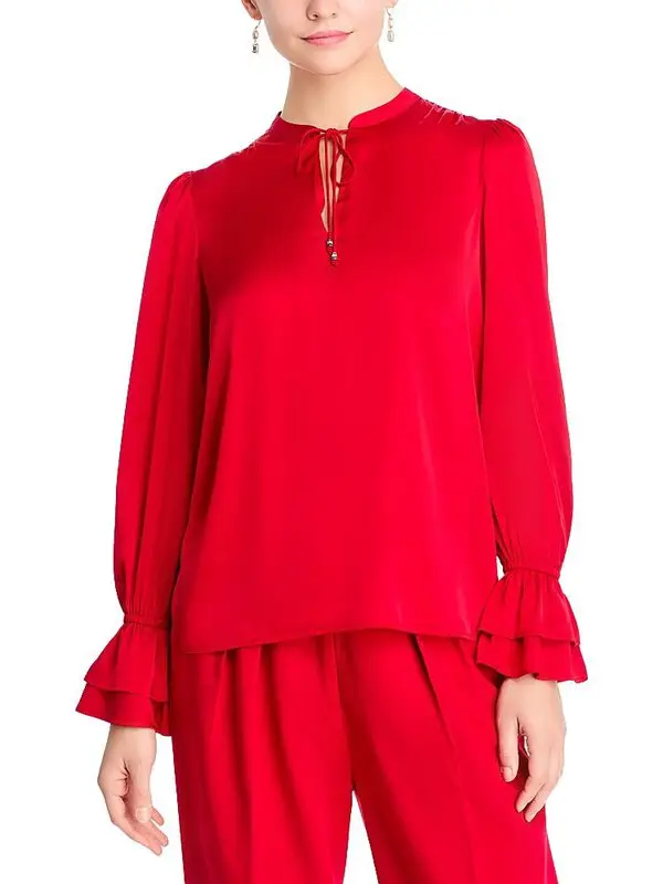 T Tahari Split Neck Blouse - Love Star
