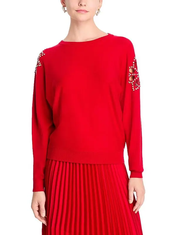 T Tahari Embellished Crewneck Sweater - Love Star