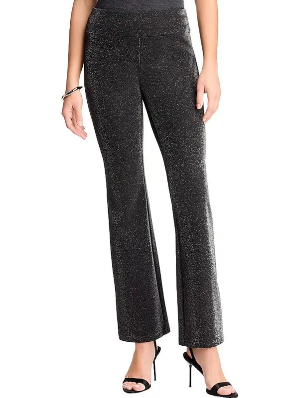 T Tahari Metallic Flared Pants - Black
