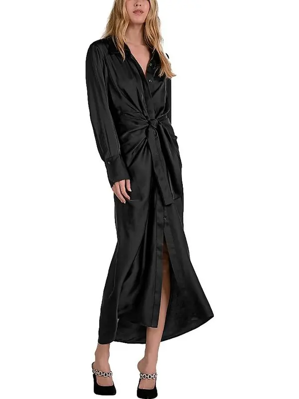 Elan Long Sleeve Wrap Maxi Dress - Black