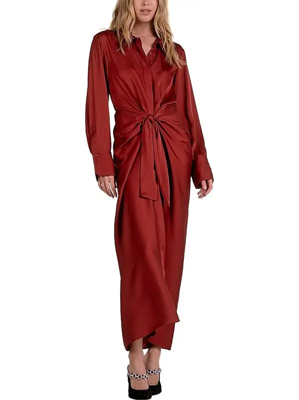 Elan Long Sleeve Wrap Maxi Dress - Rust