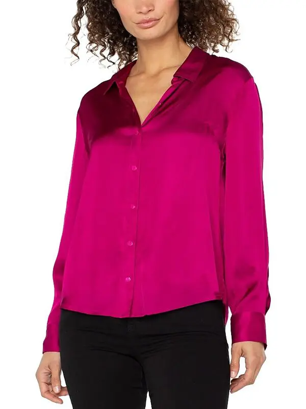 LIVERPOOL Satin Blouse - Fuchsia Pink