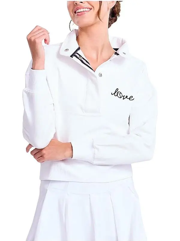 AME & LULU Pullover Sweatshirt - White Love Stitched