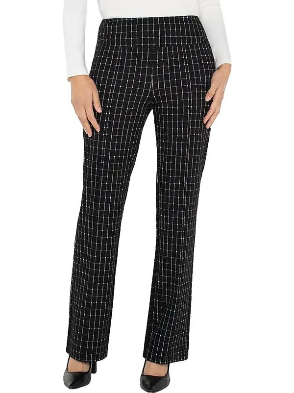 LIVERPOOL Pearl Pull-on Pants - Black/ White Windowpane