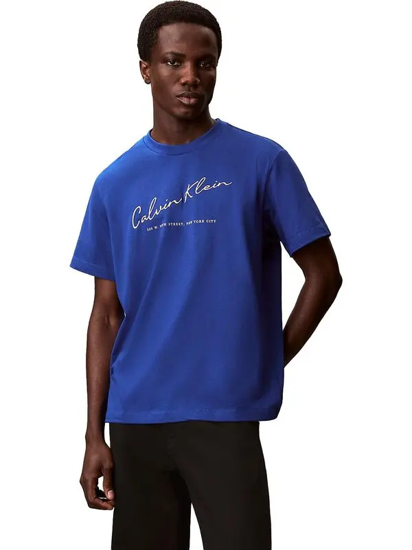 Calvin Klein Script Logo Graphic Easy T-shirt - Admiral Blue
