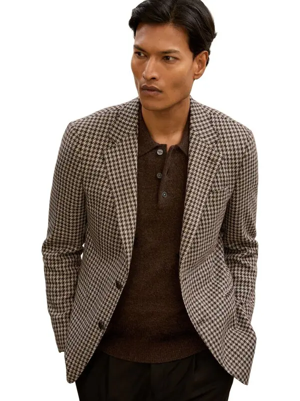 REISS Atelier Check Single-breasted Blazer - Brown