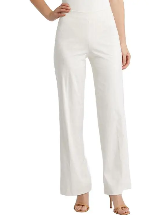 Anne Klein High-waisted Wide Leg Pull-on Pants - White Dove