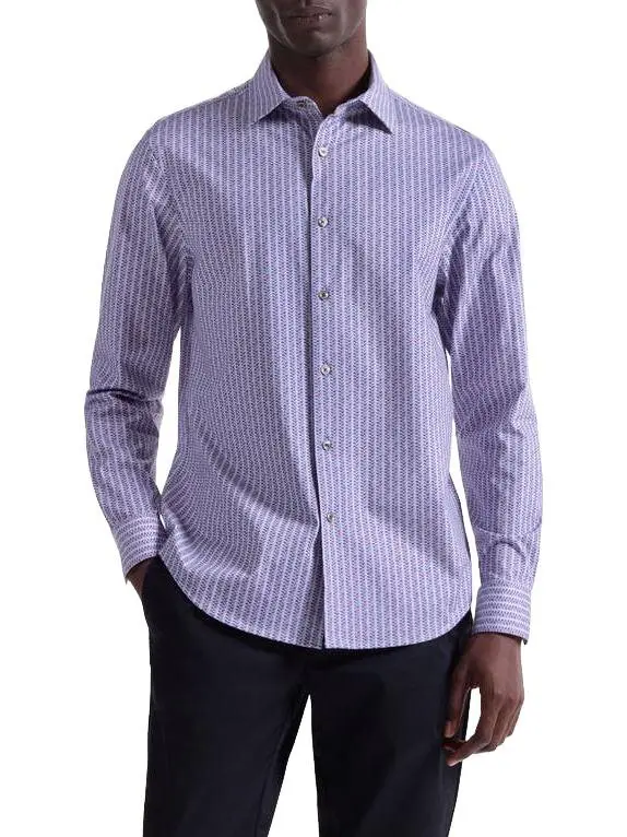 Bugatchi James Ooohcotton® Leaf Print Button-up Shirt - Berry