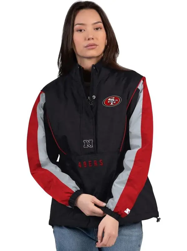 STARTER San Francisco 49ers Thursday Night Gridiron Half-zip Jacket - Black