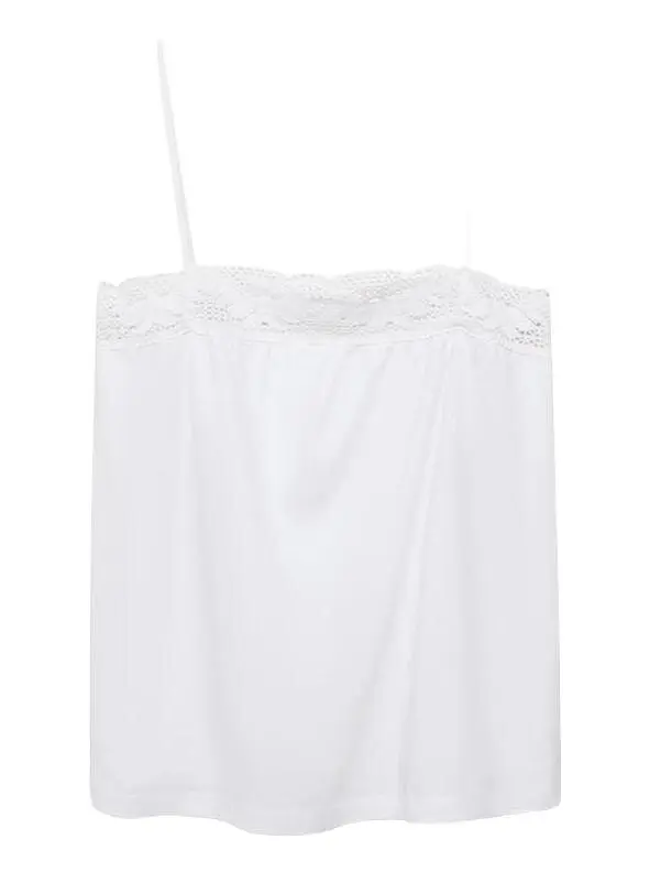 Mango Lace Edge Cotton Camisole - White