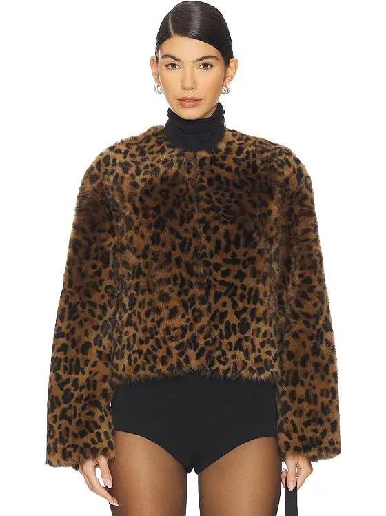 NILI LOTAN Elan Shearling Jacket - Camel Leopard