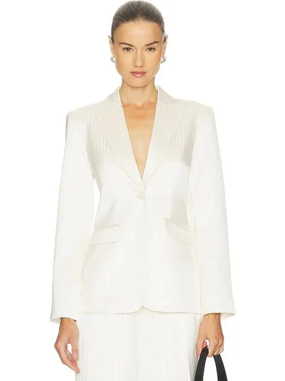 Cinq À Sept Georgia Satin Stripe Cheyenne Blazer - Ivory