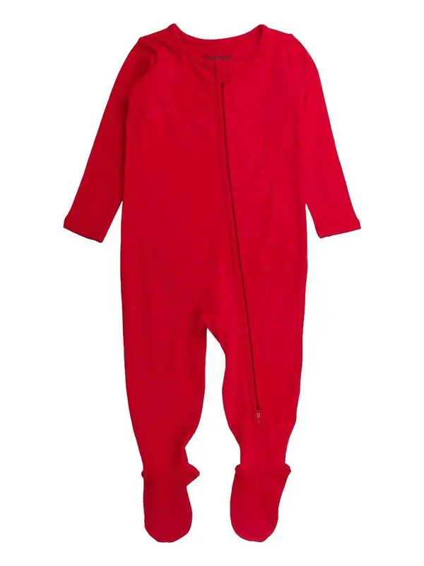 RUFFLEBUTTS Modal Blend One Piece Footie Pajamas - Red