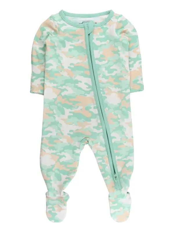 RUFFLEBUTTS Modal Blend One Piece Footie Pajamas - Sage Trail Camo