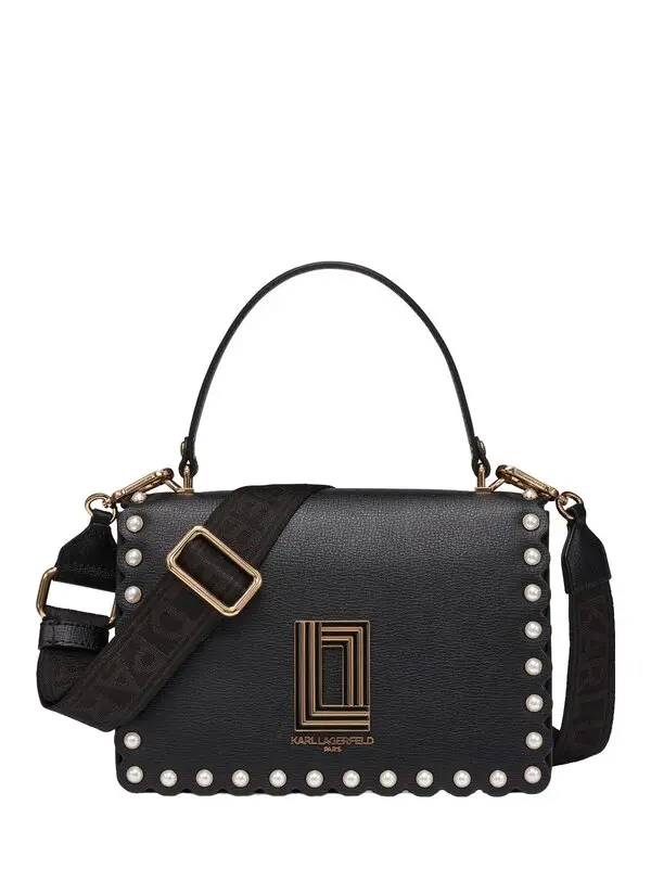 Karl Lagerfeld Paris Simone Crossbody With Pearls - Black/gold