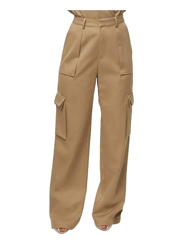 JLUXLABEL Sculpted High-waist Cargo Trousers - Beige