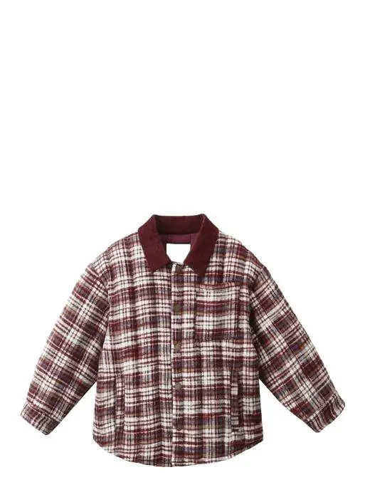 RYLEE + CRU Nashville Plaid Quilted Shirt Jacket - Burgundy