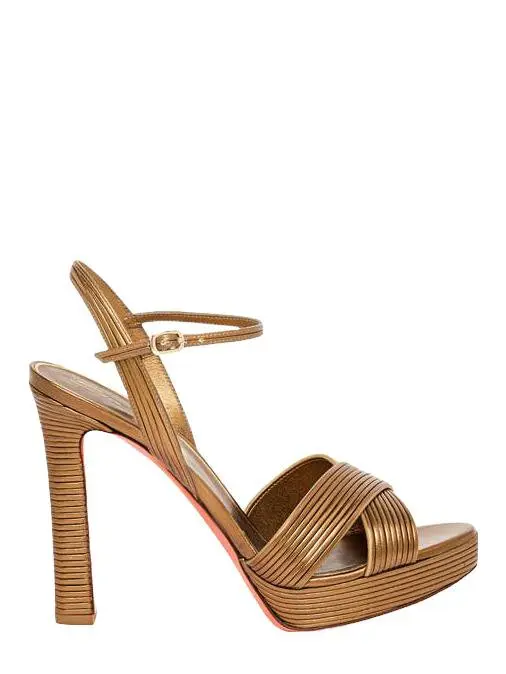 Santoni Leather High-heel Sandals - Gold