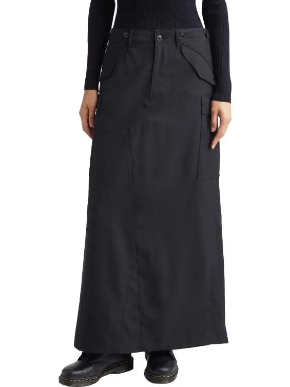 Junya Watanabe Wool-blend Serge Maxi Skirt - Black