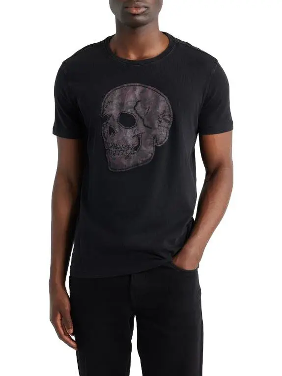 John Varvatos Skull Appliqué Organic Cotton T-shirt - Black