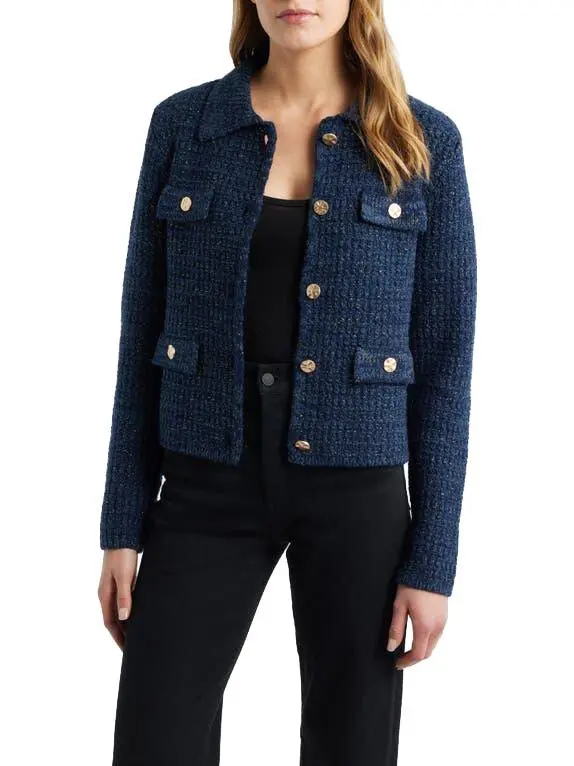 MARGARET O'LEARY Gabrielle Metallic Jacket - Navy