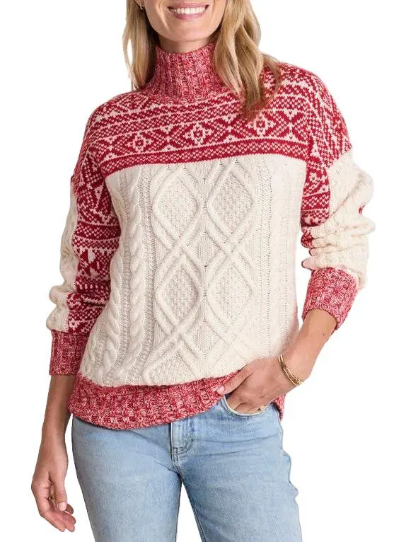 Vineyard Vines Fair Isle Mock Neck Sweater - Marshmallow