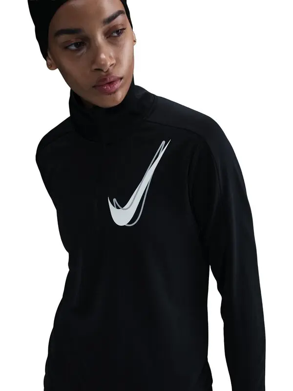 Nike Swoosh Dri-fit 1/2-zip Running Mid Layer - Black