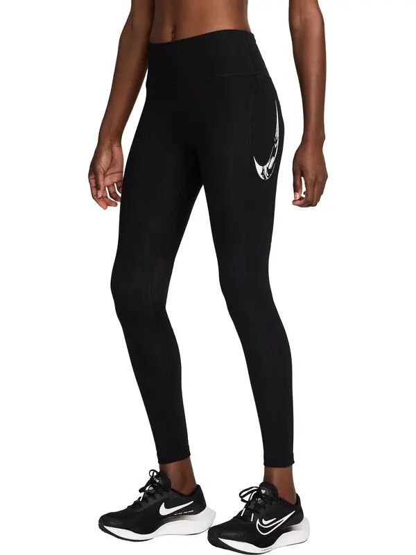 Nike Fast Mid-rise 7/8 Running Leggings With Pockets - Black