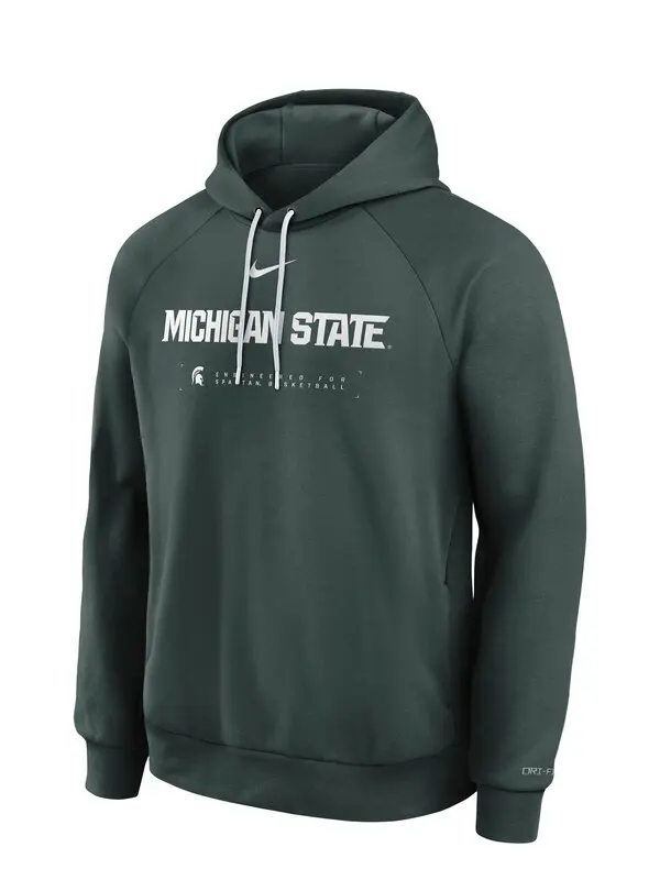 Nike Michigan State Courtside Basketball Practice Dri-fit Pullover Hoodie - Green