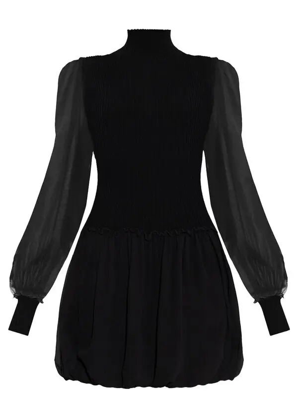 FRAME Mini Wool Turtleneck Dress - Black