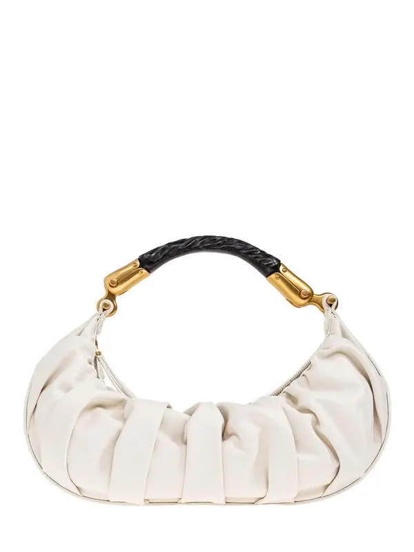 Balmain Handbag In Calf Leather With Top Handle - Cream