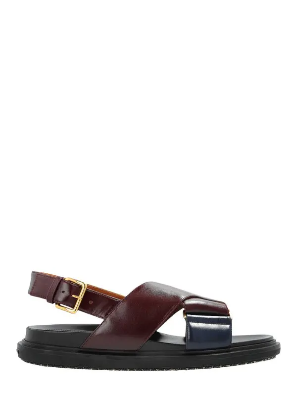 Marni Leather Criss-cross Sandals - Burgundy