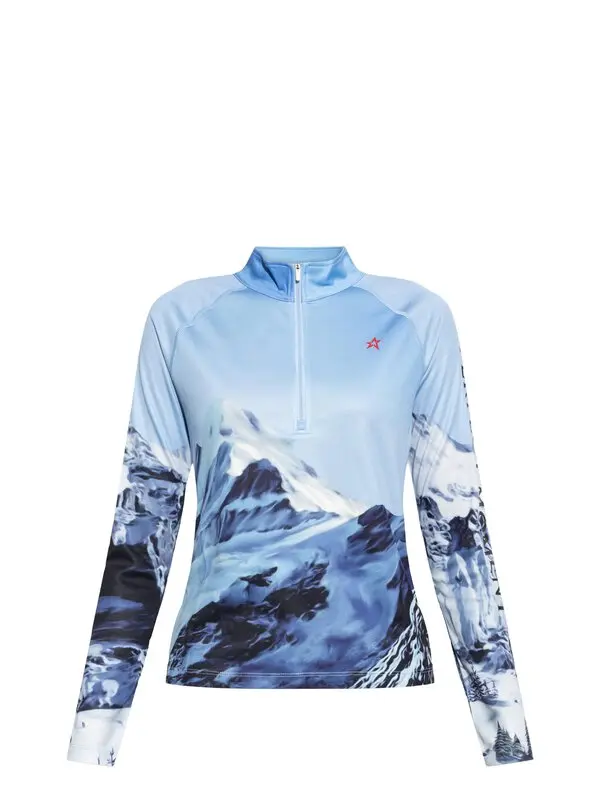 Perfect Moment Zip Base Layer Top - Light Blue