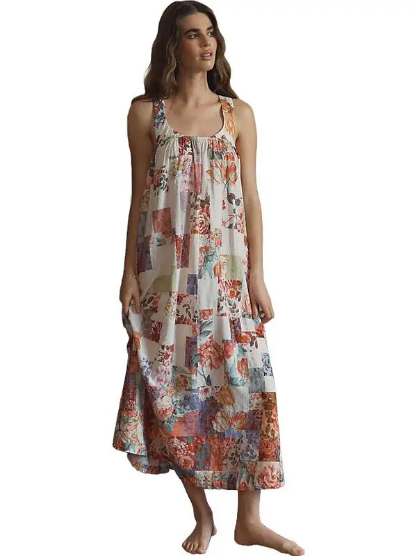 LYREBIRD Printed Tie-back Midi Nap Dress - Neutral Pattern