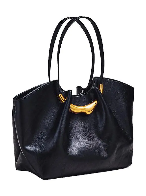 Anthropologie Molten Hardware Textured Tote - Black