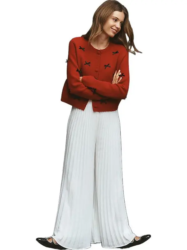 BLITHE Pleated Wide-leg Pants - White