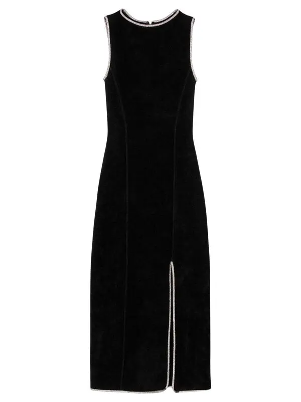 Sandro Rhinestone Slit Maxi Dress - Black