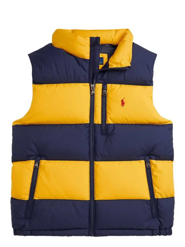 Ralph Lauren Striped Down Vest - Newport Navy/gold Bugle