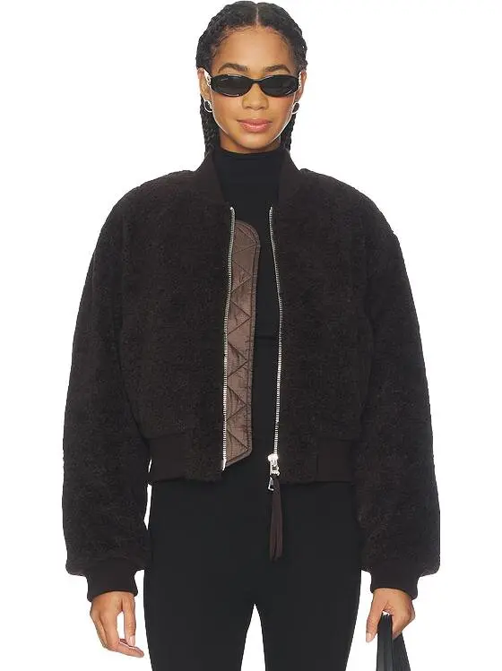 AGOLDE Faux Fur Bomber Jacket - Chocolate